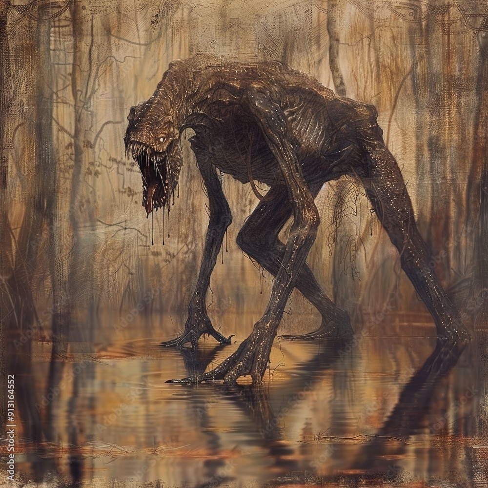 Bunyip: A mythical creature from Australian Aboriginal mythology, said to lurk in swamps and ...