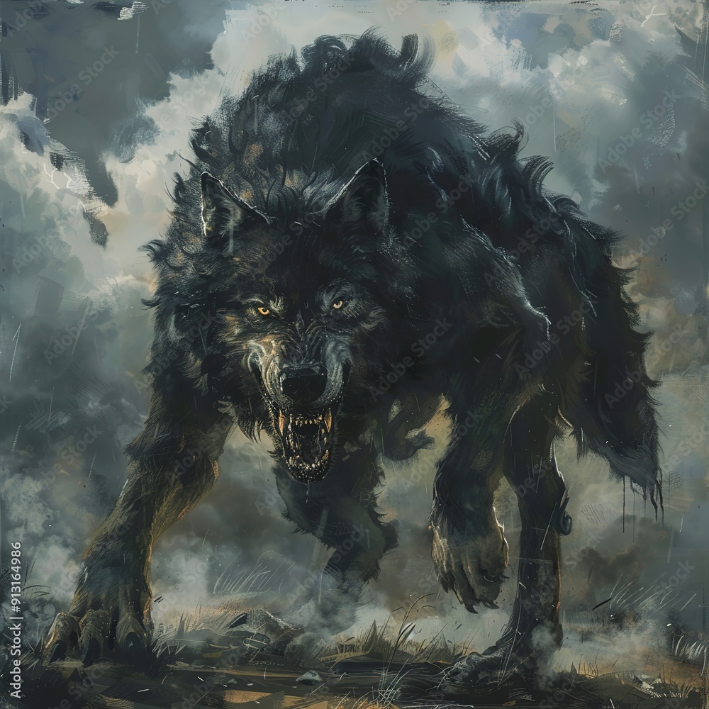 Fenrir: A monstrous wolf from Norse mythology, destined to play a major ...