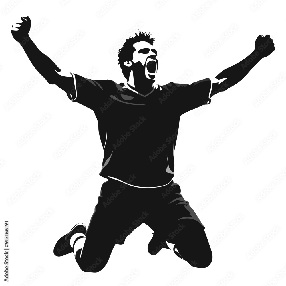Forward Soccer player celebrates goal Vector SVG silhouette ...