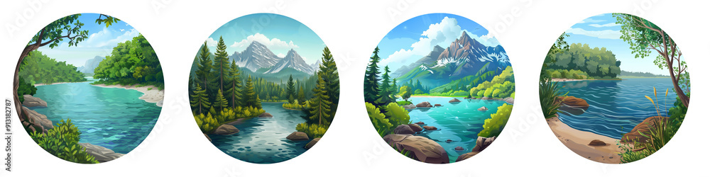 Lakeshore clipart collection, symbol, logos, icons isolated on ...