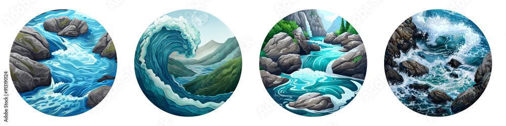 Rapids clipart collection, symbol, logos, icons isolated on transparent background Stock イラスト ...