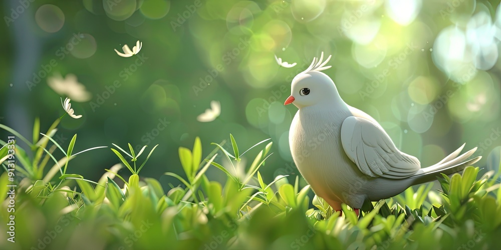 dove 3D animation cartoon style, colorful, happy, friendly, 3d cartoon ...