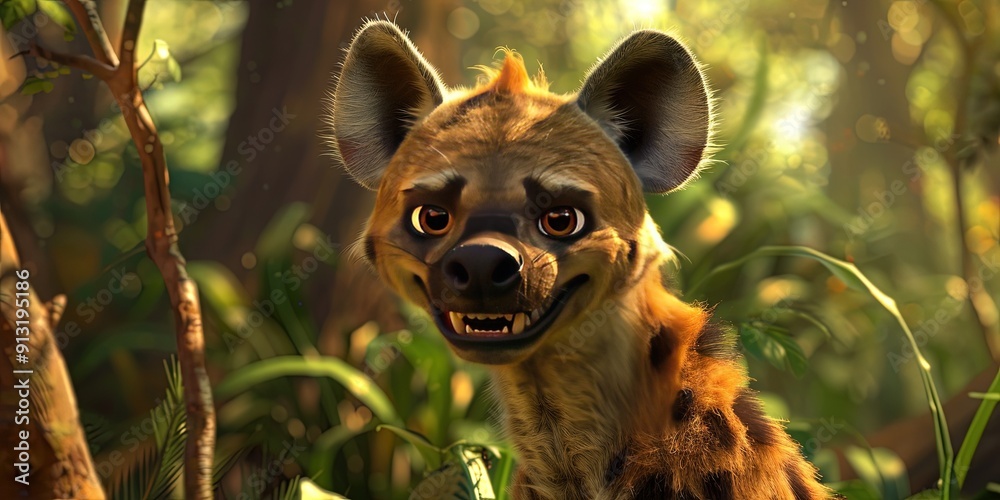 hyena 3D animation cartoon style, colorful, happy, friendly, 3d cartoon ...