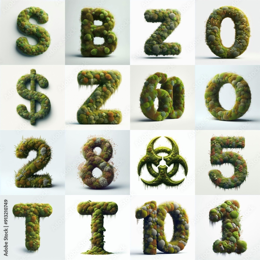 Grass and moss Lettering Typeface. AI generated illustration Stock ...