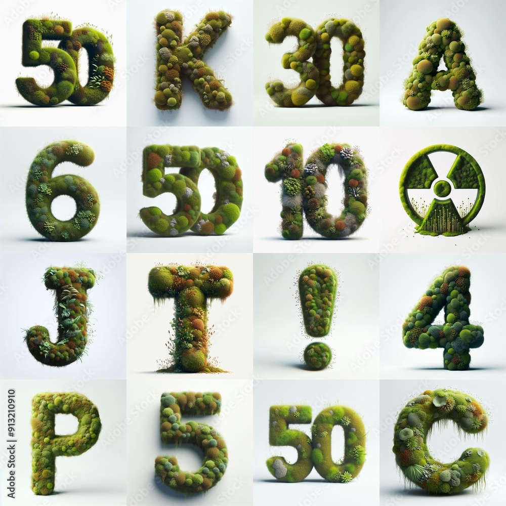 Grass and moss Lettering Typeface. AI generated illustration Stock ...