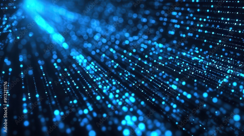 A mesmerizing blue light pattern with shimmering particles, creating a ...