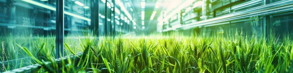 Genetic Engineering GMO Fresh green barley cultivation in a research ...