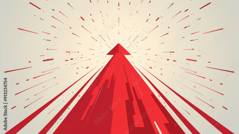 Dynamic red arrow pointing upward with speed lines, symbolizing growth ...