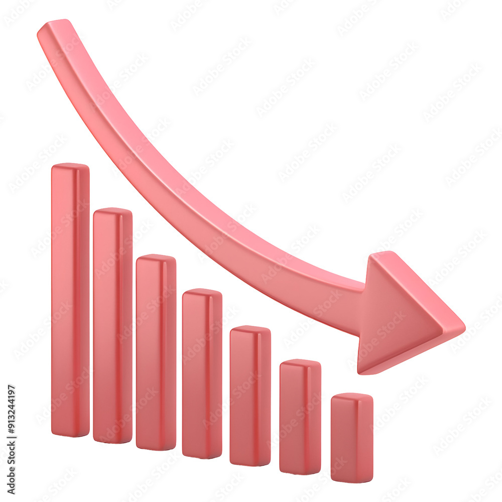 A graphic representation of declining trends in data, featuring a ...