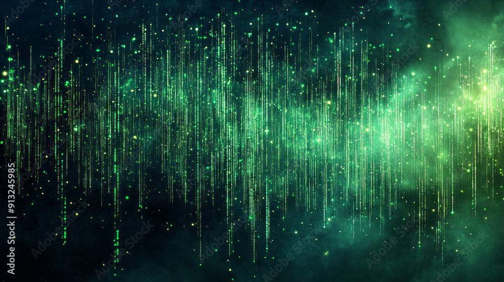 Green matrix backgroundDigital background with falling green matrix ...