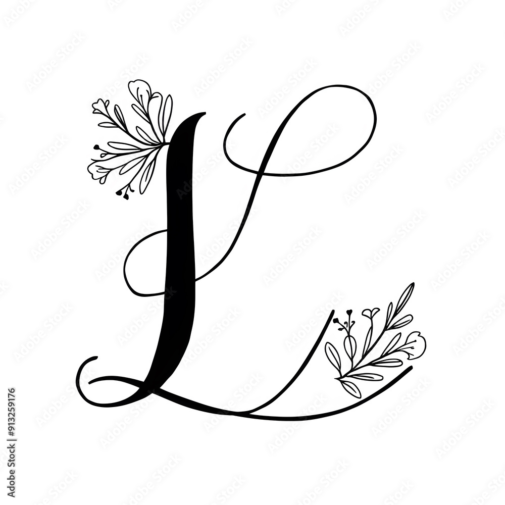 A collection of decorative letters, each embellished with floral ...