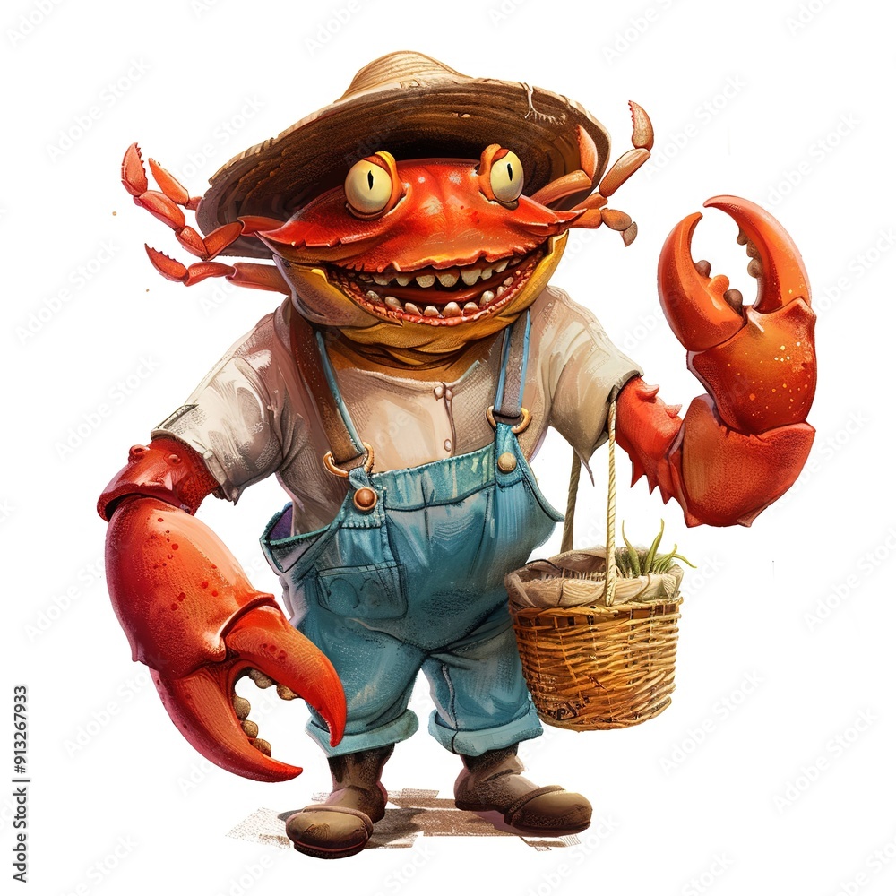 Crab Farmer Occupation unifrom fantasy cartoon isolated whitebackground ...