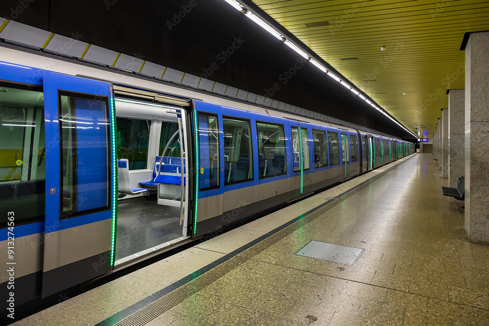 Interior of subway station Laimer Platz - U-Bahn station in Munich on ...