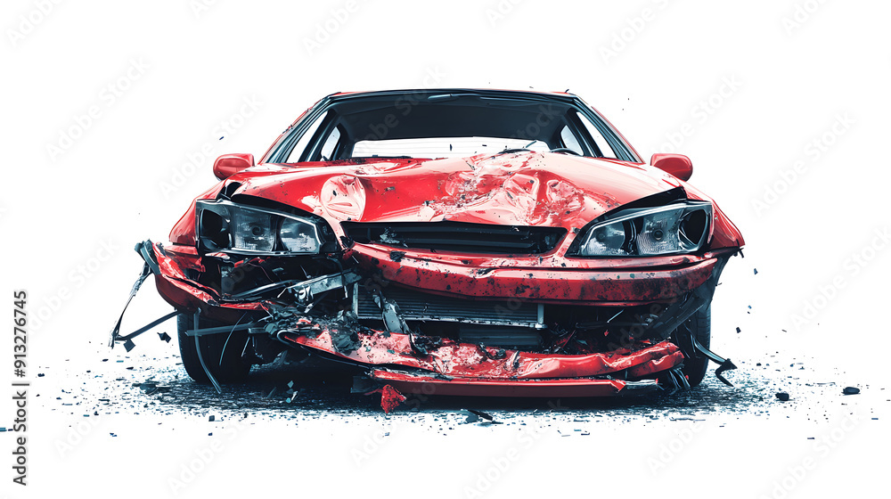 Car crash, Front view of car get damaged by accident on the road ...
