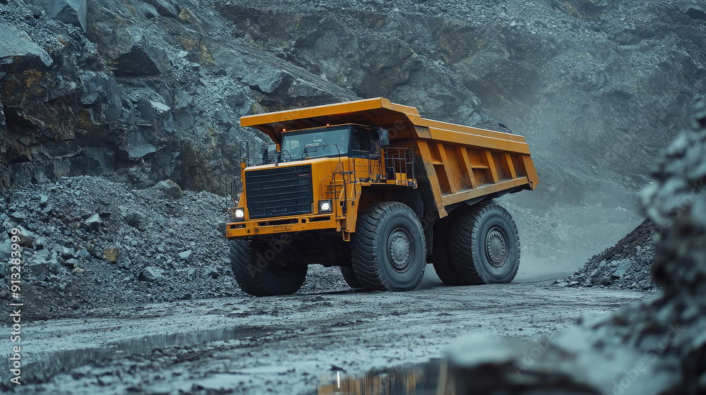 large mining truck working in a mine, quarry, pit, minerals, coal ...