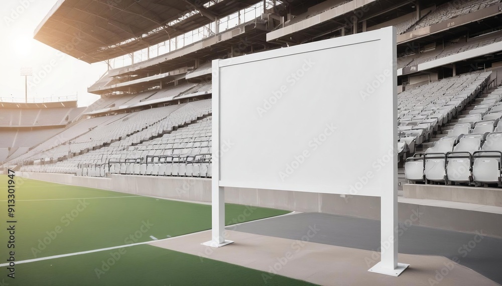 Empty white signboard mockup at a sports stadium entrance for ...