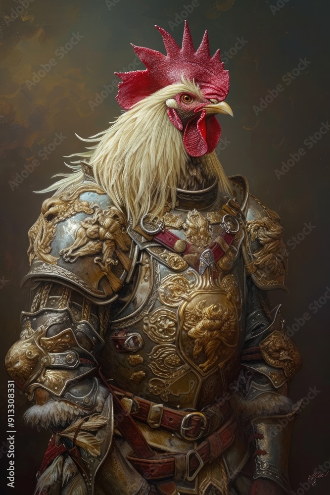 Chicken in combat armor, ready for fantasy adventure. 🐔⚔️ Unique and ...