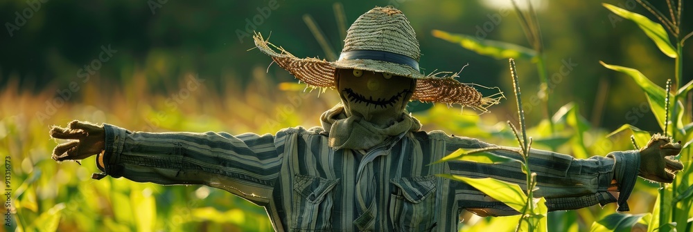 Scarecrow in the garden to deter birds Pest control methods for gardens ...