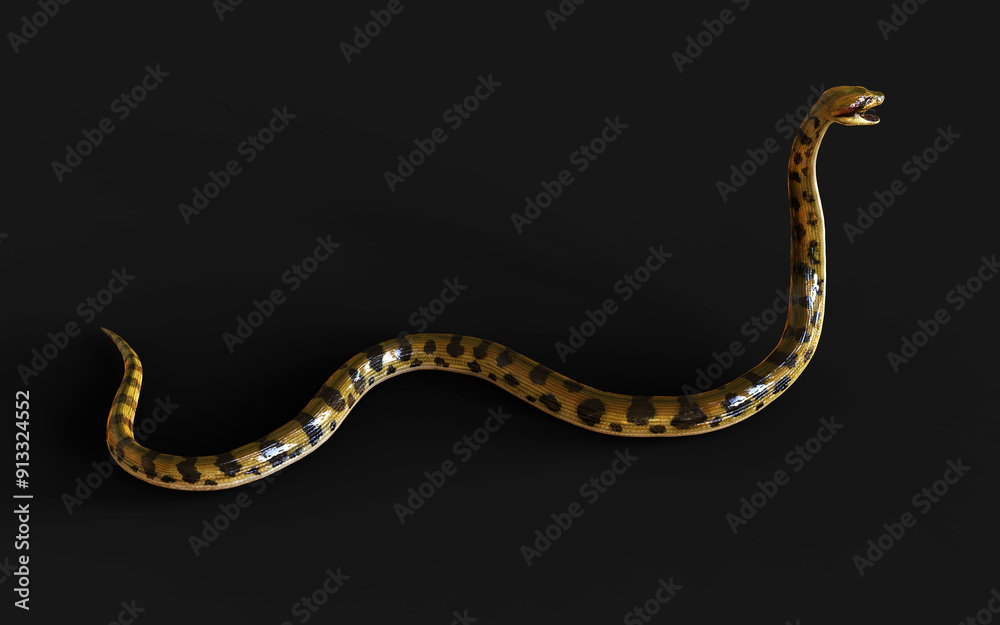 ภาพประกอบสต็อก 3d Illustration Golden Anaconda, Boa Constrictor The ...