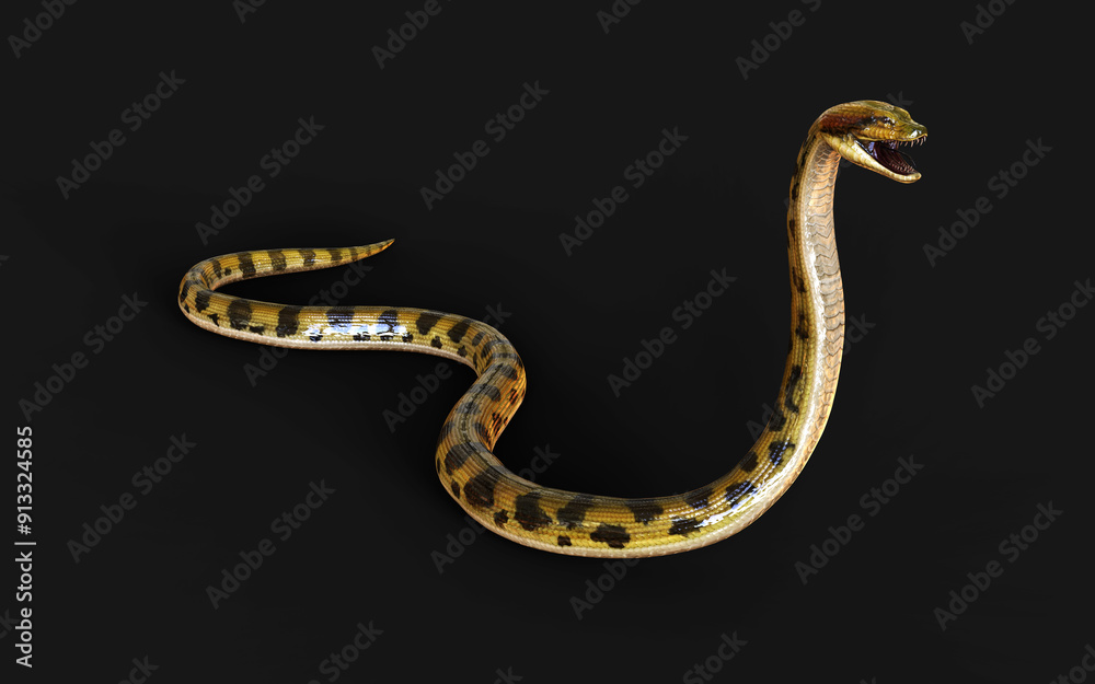 3d Illustration Golden Anaconda, Boa Constrictor The World's Biggest ...