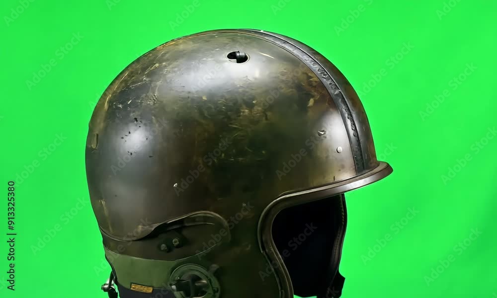 Vintage Military Helmet with green screen background with ai generated ...