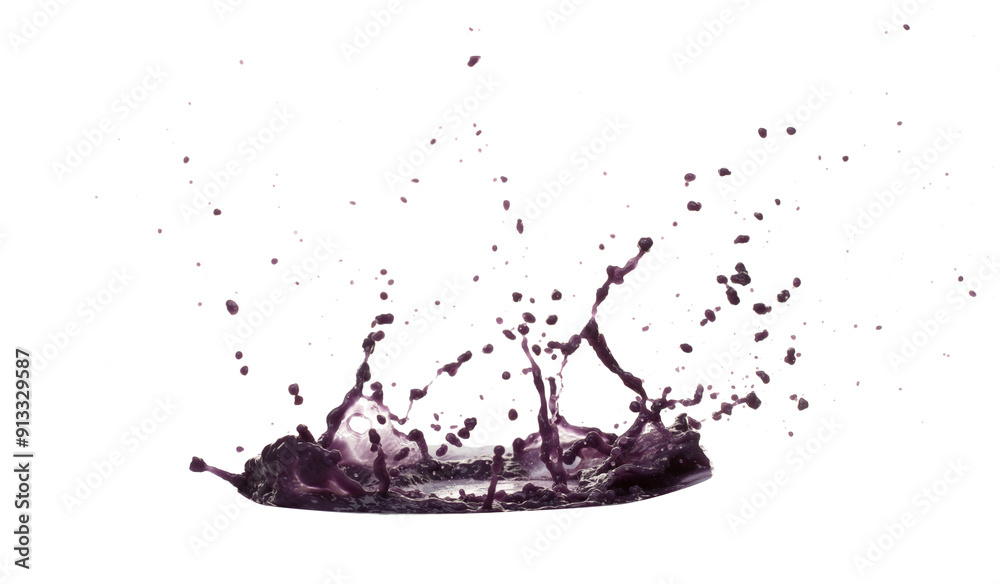 Grape acai purple Juice pouring and splash as crown water. Grape acai ...