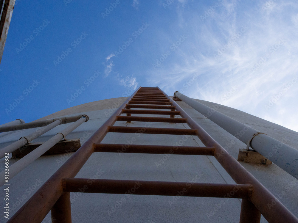 Ladder staircase stairway climb blue sky challenge work problem ...