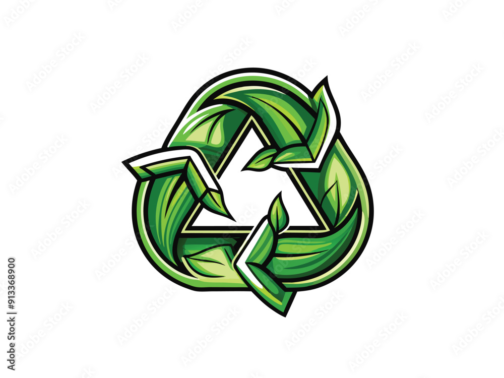 Create a vector logo featuring a recycling symbol made of leaves. Stock ...