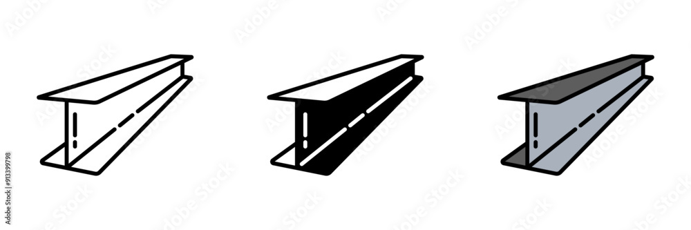Steel Beam Icon, Structural element made of steel used to support and ...