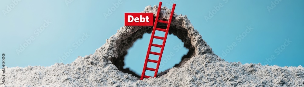 Climbing Out of Debt - Conceptual Financial Recovery Symbol with Red ...