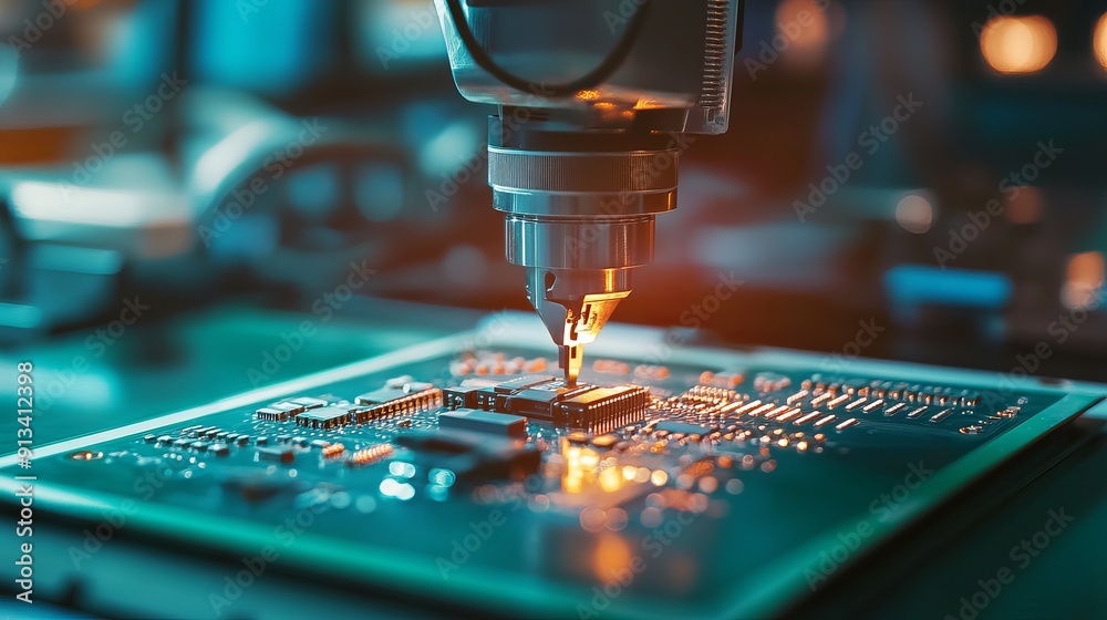 An automatic pick and place machine rapidly installs components on a ...