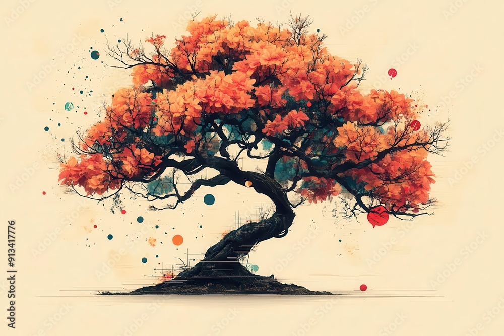bonsai tree growing from a human brain its branches forming neural ...