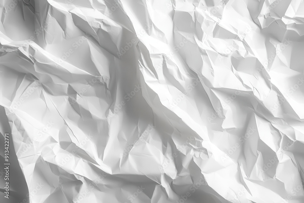 crumpled white paper texture filling the frame creating an intricate ...