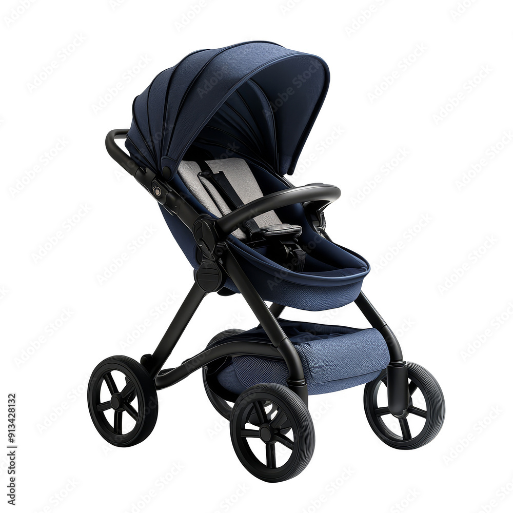 Blue baby stroller, modern style, equipment for children to sit on for ...