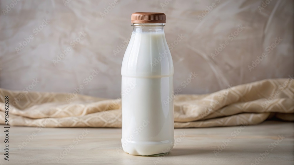 Plastic bottle of milk with white cap, milk, dairy, container, plastic ...