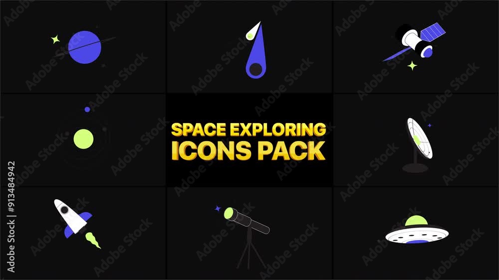 Space Exploring Icons is a captivating pack featuring 8 animated icons ...