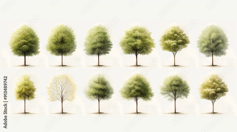 A series of trees are shown in various stages of growth Stock ...
