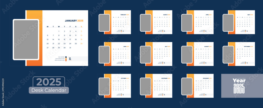 Desk calendar 2025, calendar design 2025, desk or office calendar ...