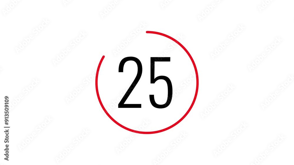 30 seconds countdown timer with red circle on white background suitable ...