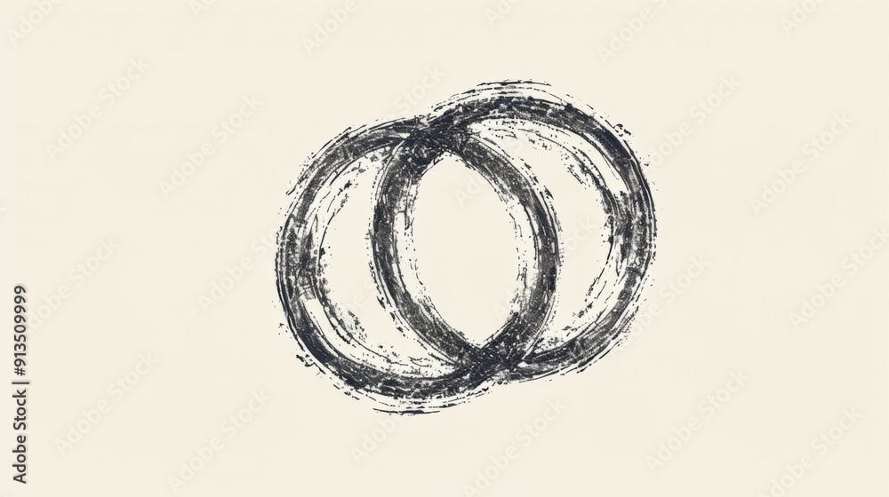 Transparent background with an ink drawing of two overlapping circles ...