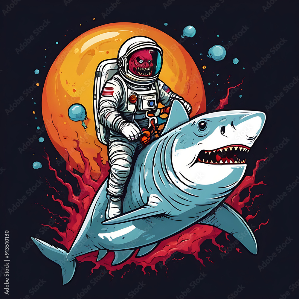 the astronaut riding zombie shark , Astronaut Zombie Shark Memes and ...