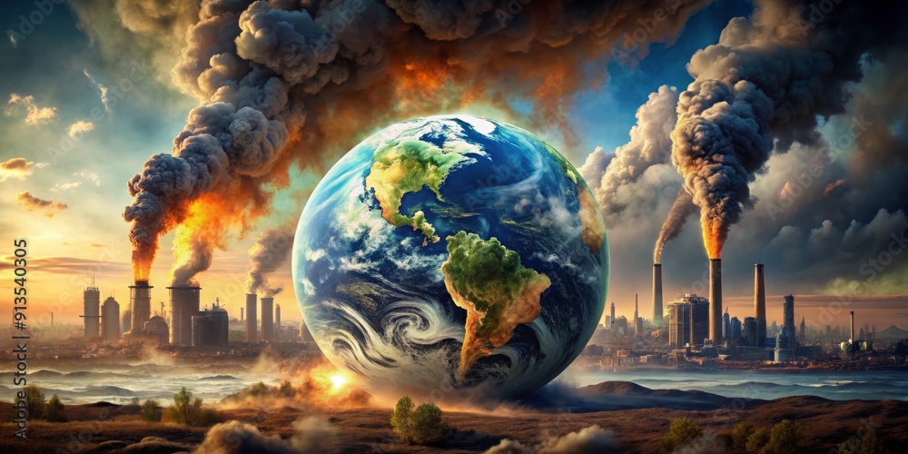 The Earth's Burden - A Digital Painting Depicting a World Smothered in ...