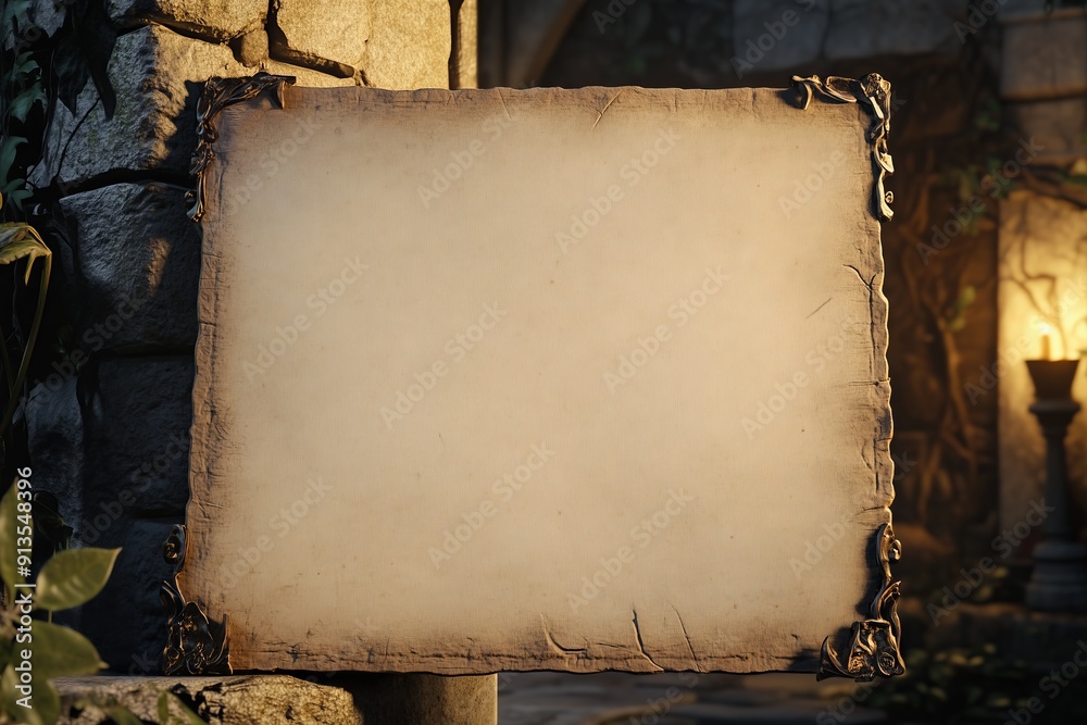 Fantasy Medieval Video Game Loading Screen Template with Aged Parchment ...