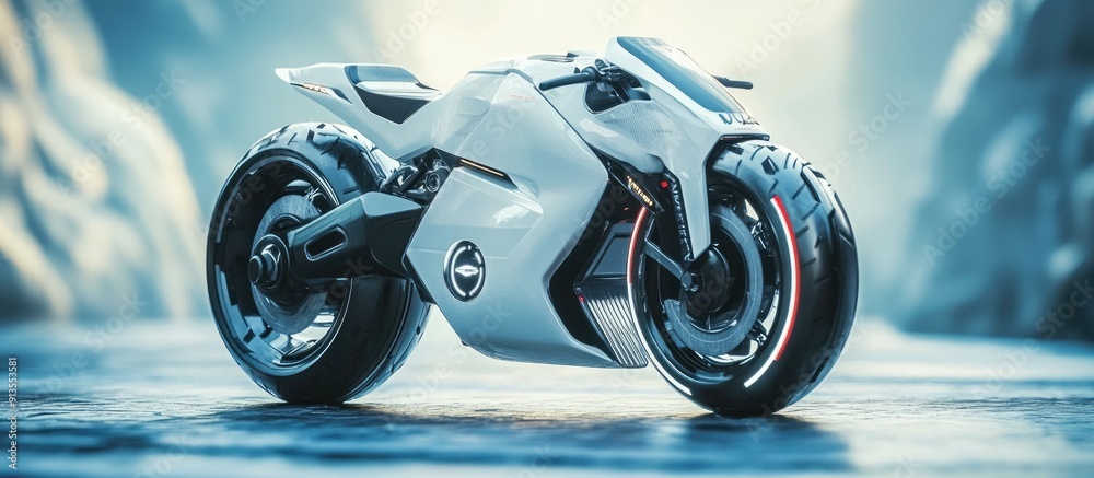Futuristic electric motorbike concept 3D model side view design of a ...