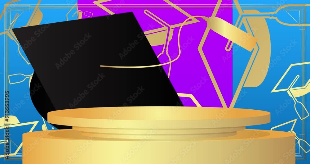 Mockup product display with Graduation Cap, mortar board. Animation ...