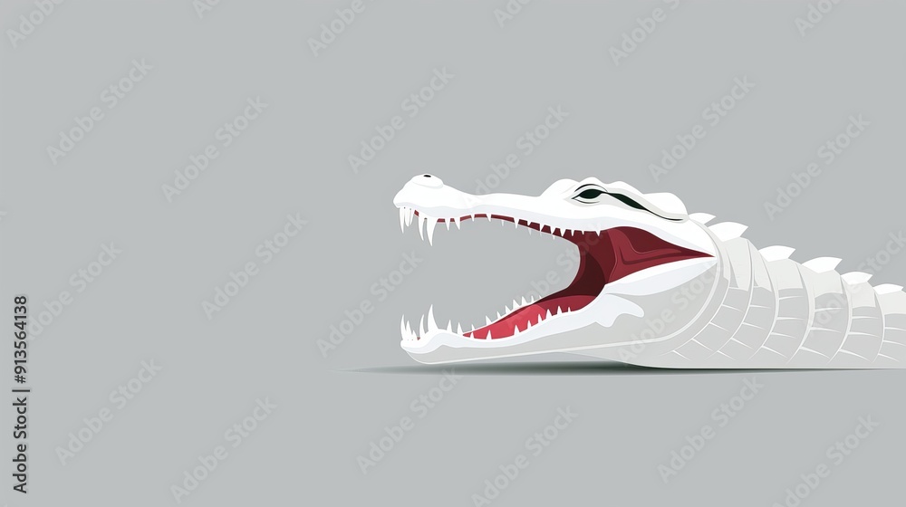 Minimalist crocodile illustration, open mouth, clean and basic design ...
