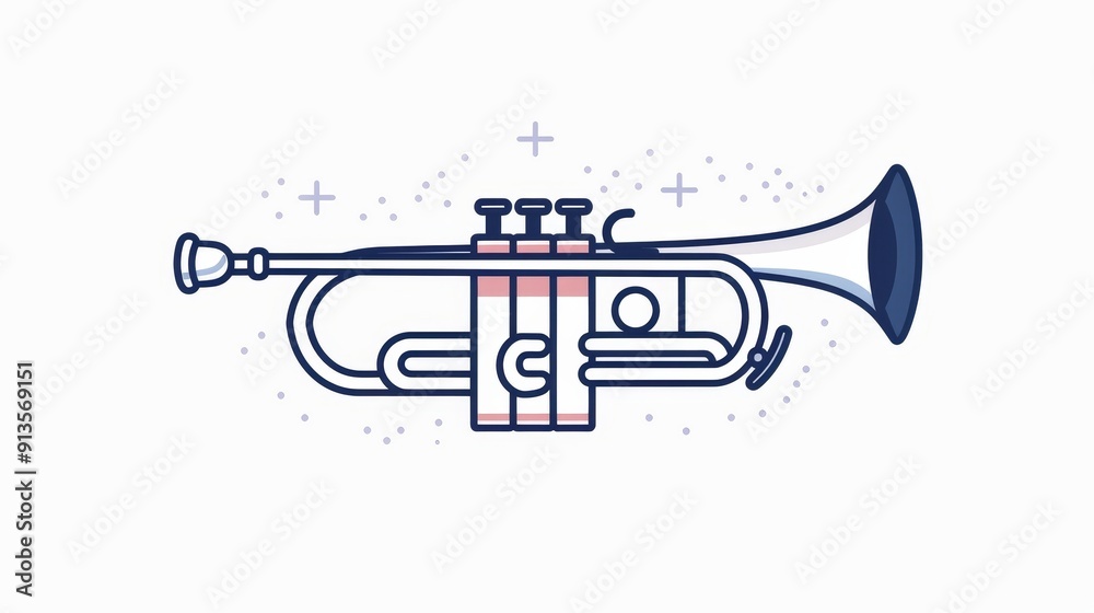 Plain and minimalist 2D vector trumpet illustration, clean and basic ...