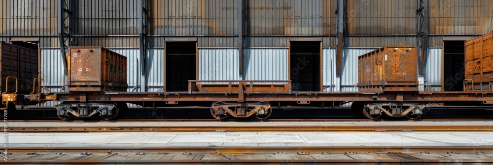 Empty railroad freight cars Open top carriages for freight Transporting ...