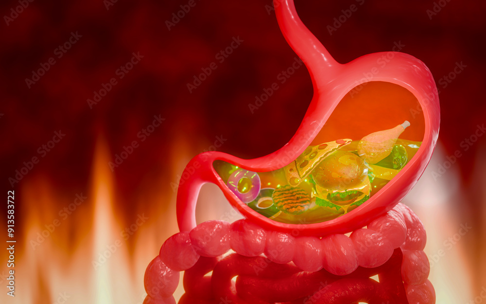Pizza And Hamburger Junk Food Symptoms Of Acid Reflux Or Excess Acid