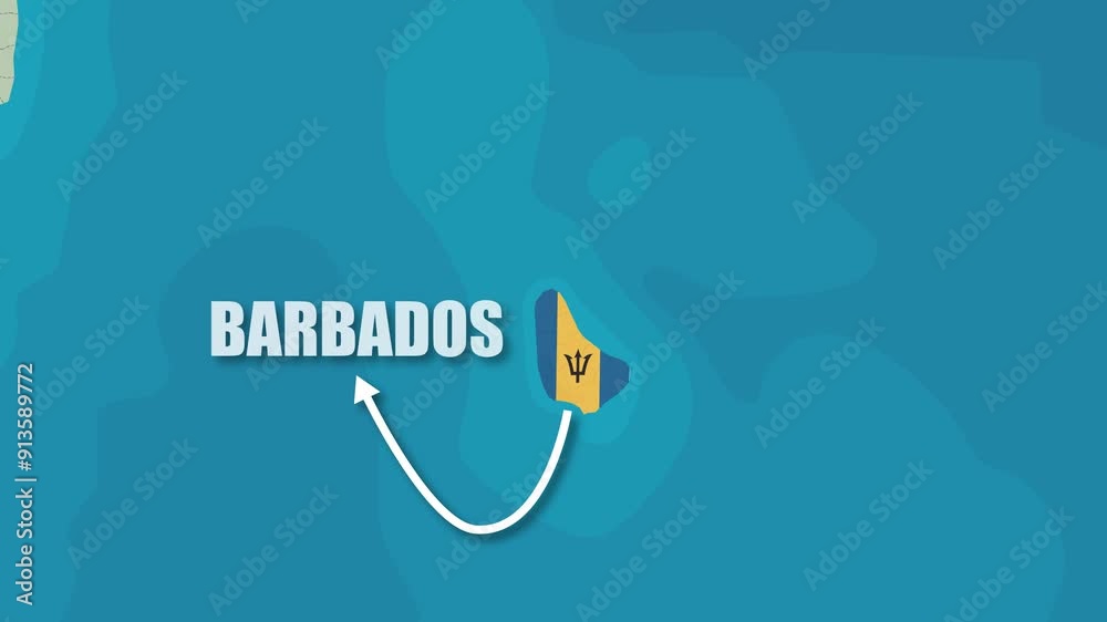 Map of Barbados Zooming Animation Barbados Map Flag Rotating with Text ...